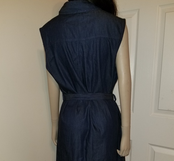 Laura Scott | Dresses | Laura Scott Sleeveless Denim Dress With Belt 4p ...